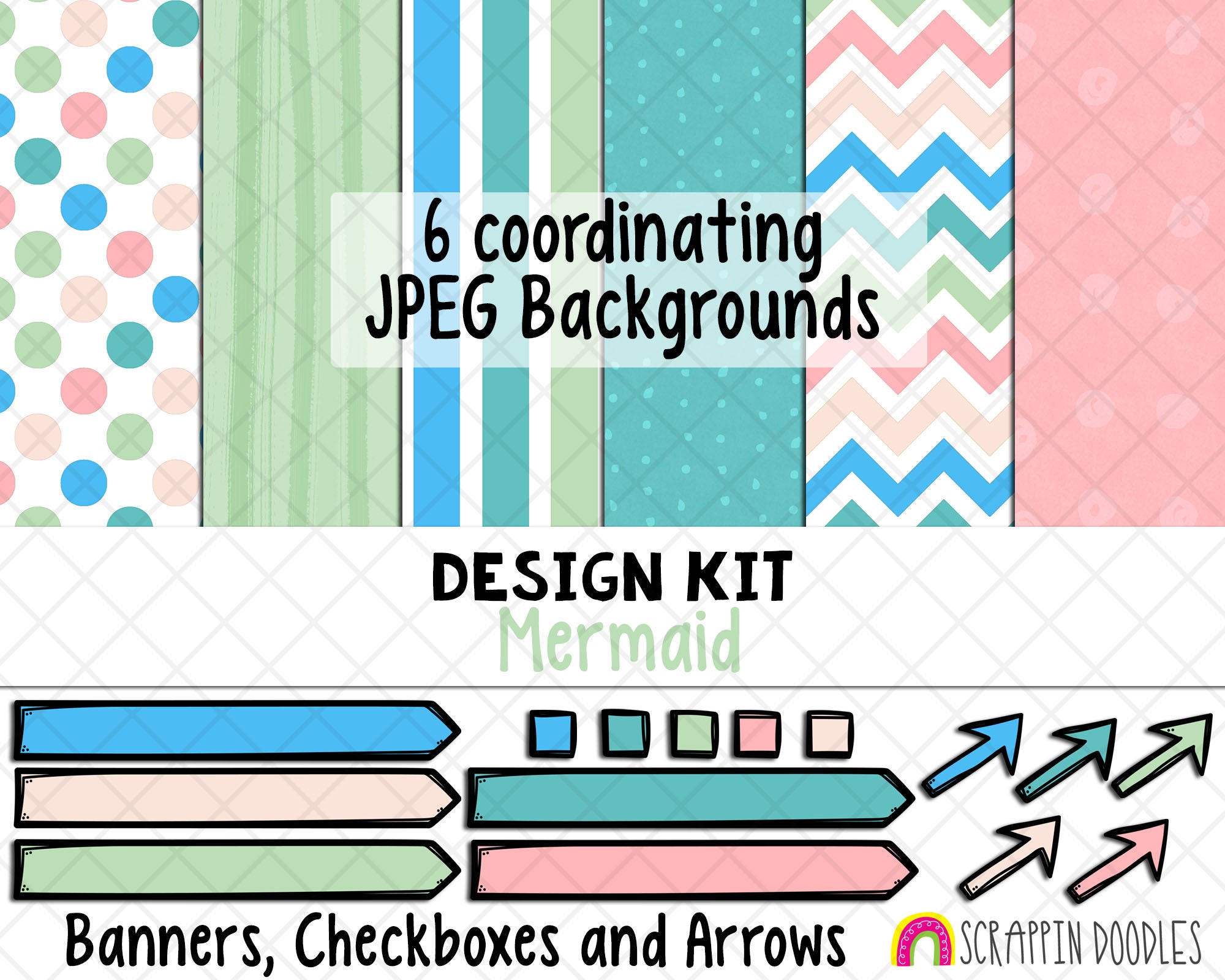 Mermaid Design Kit - Cover Page Templates - Digital Planner Backgrounds ...
