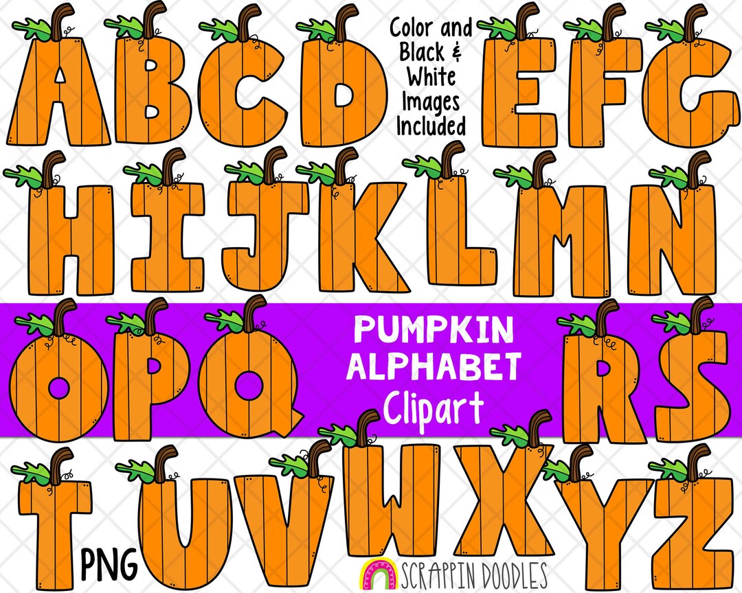 Pumpkin Alphabet Clipart - Cute Pumpkin Clip Art - Pumpkin Numbers ...