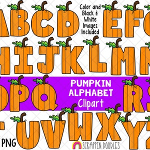 Pumpkin Alphabet Clipart - Cute Pumpkin Clip Art - Pumpkin Numbers ...