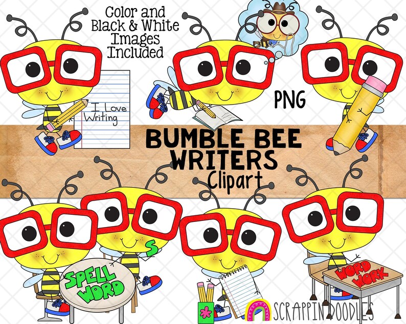 Bumble Bee Clipart Bundle - Commercial Use - Sublimation - Hand Drawn ...
