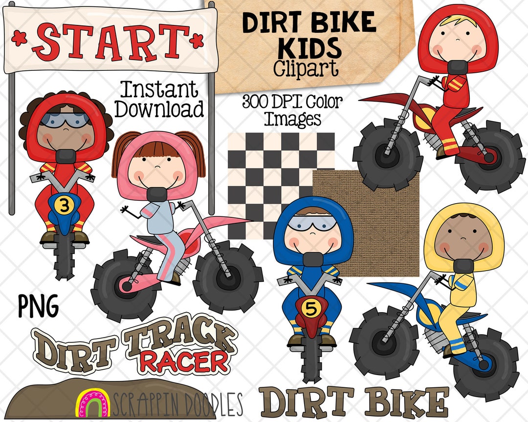 Dirt Bike Kids Clipart - Motocross - off Road Motor Sports - Dirt Track ...