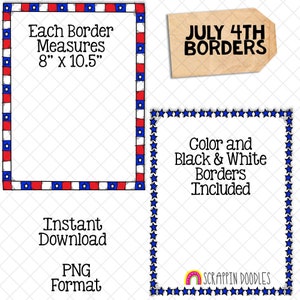 July 4th Clipart Bundle - Backgrounds - Borders - Frames - Dividers ...