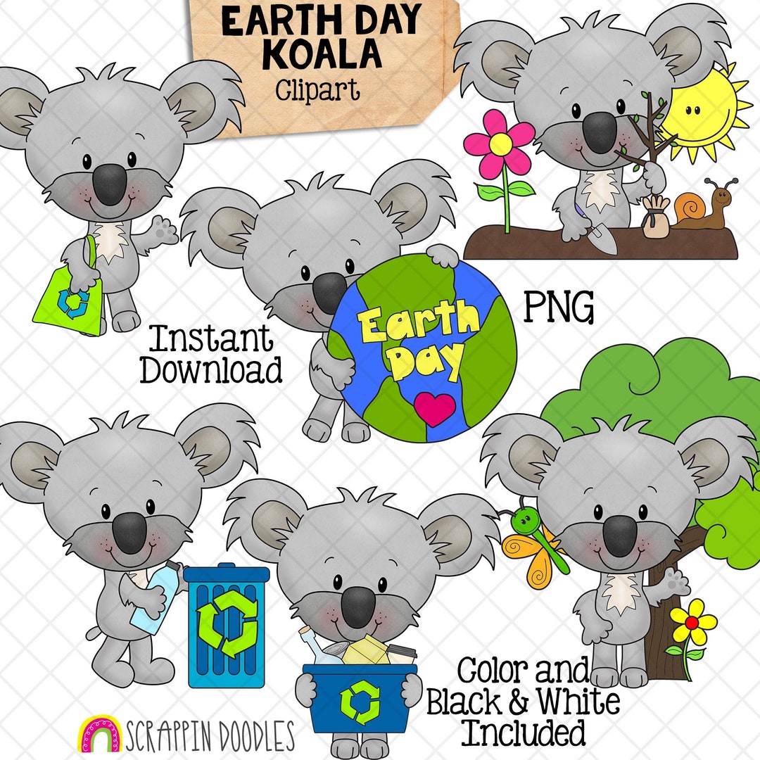 Koala Clipart - Cute Earth Day Environment Koala Bears Graphics ...