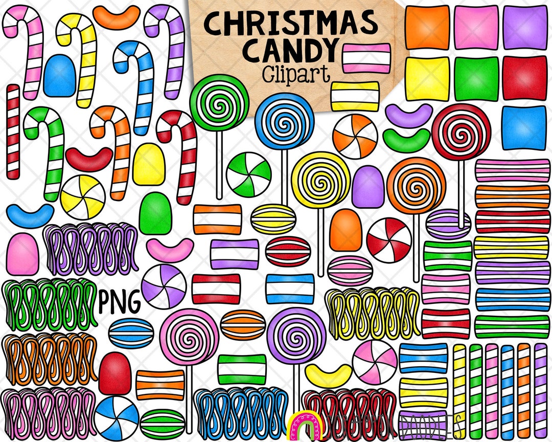 Christmas Candy Clipart Candy Cane Colorful Sweets Striped Backgrounds ...