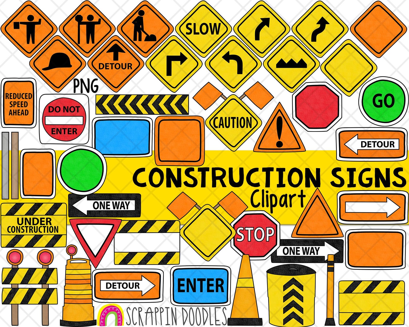 Construction Signs Clipart - Road Work Sign - Traffic Cone ...