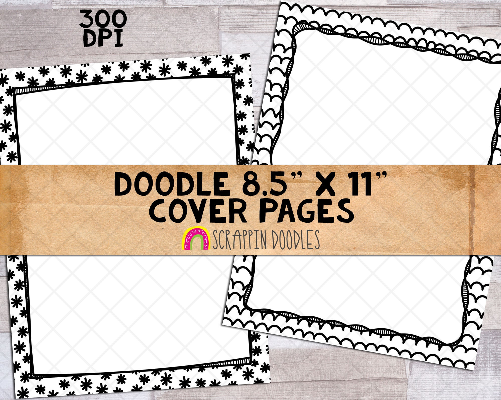 Doodle Cover Pages - Hand Doodled 8 1/2" X 11" Ready to Print Black ...