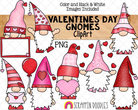 Valentine Gnome Clipart Valentine's Day Gnomes PNG | Etsy