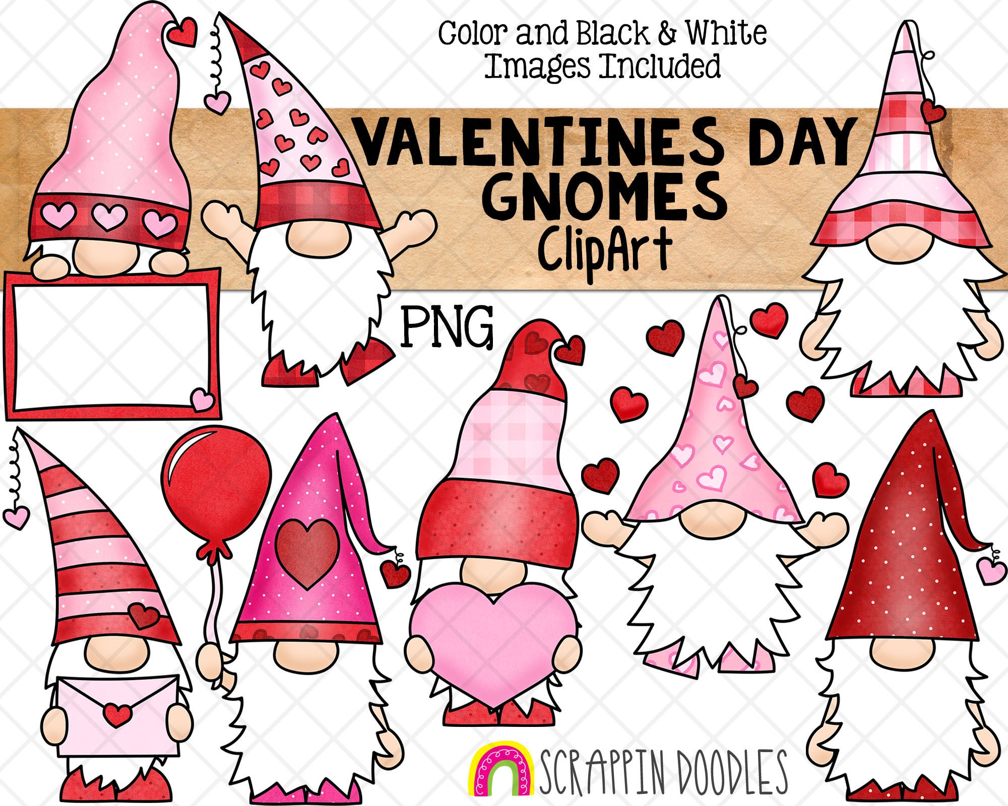 Valentine Gnome Clipart Valentine's Day Gnomes PNG - Etsy