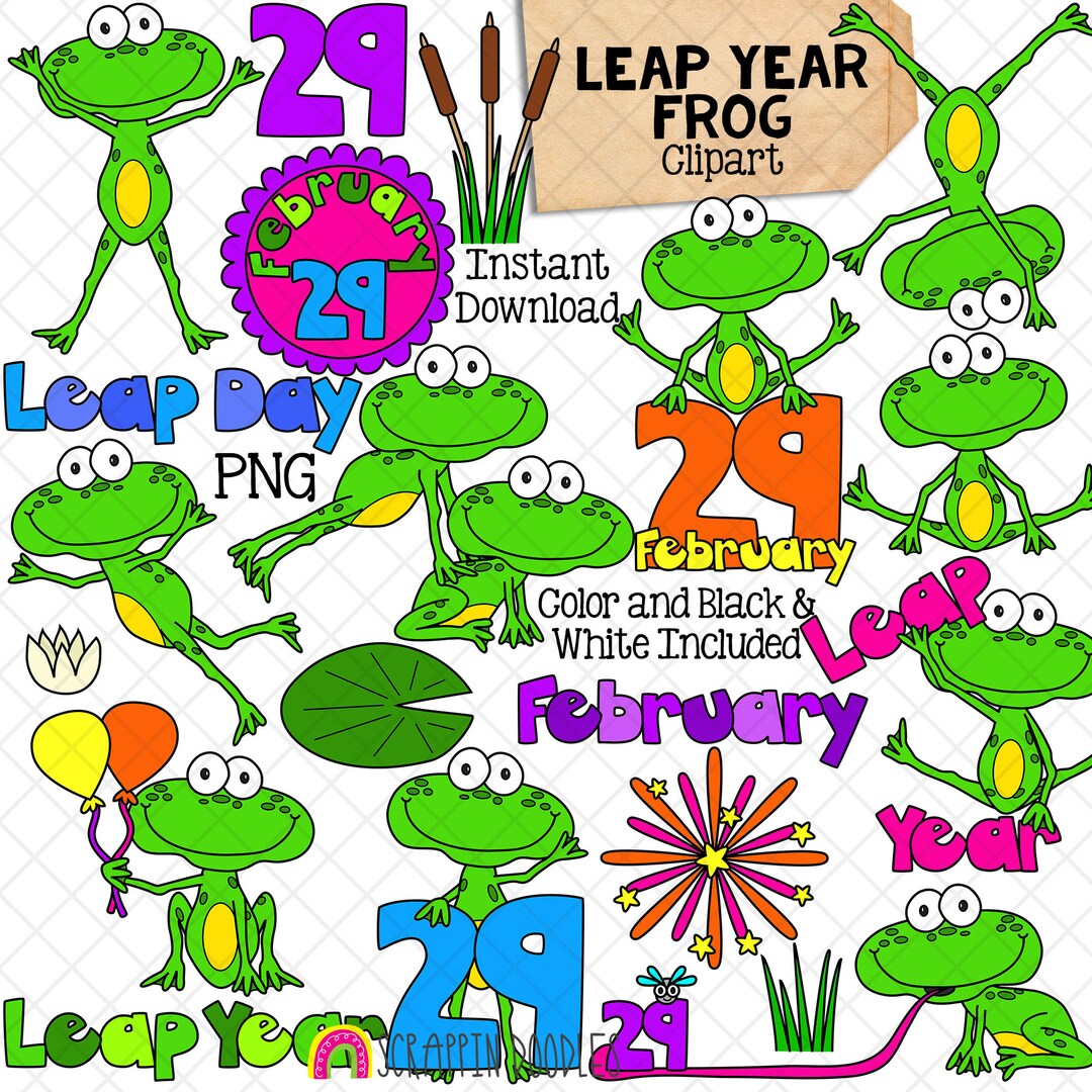 Leap Year Clip Art - Leap Day Frog Clipart - February 29th - Commercial ...