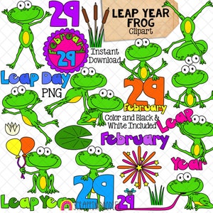 Leap Year Clip Art - Leap Day Frog Clipart - February 29th - Commercial ...