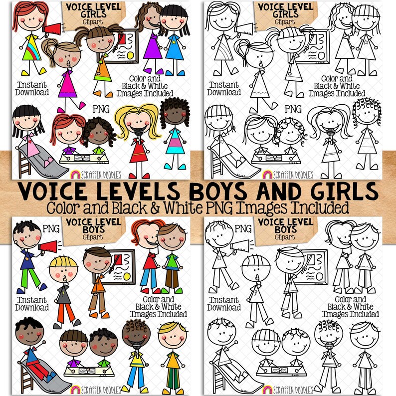 Doodle Kids Clipart Bundle 6 - Doodle Boy and Girl Bundle ...