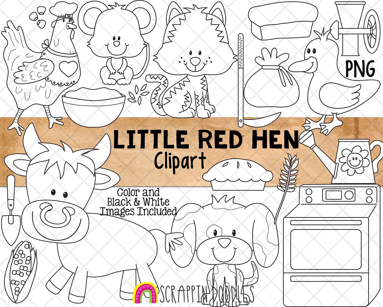 Little Red Hen Clipart Nursery Rhyme Fairy Tale Graphics Children's ...