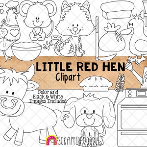 Little Red Hen Clipart Nursery Rhyme Fairy Tale Graphics Children's ...