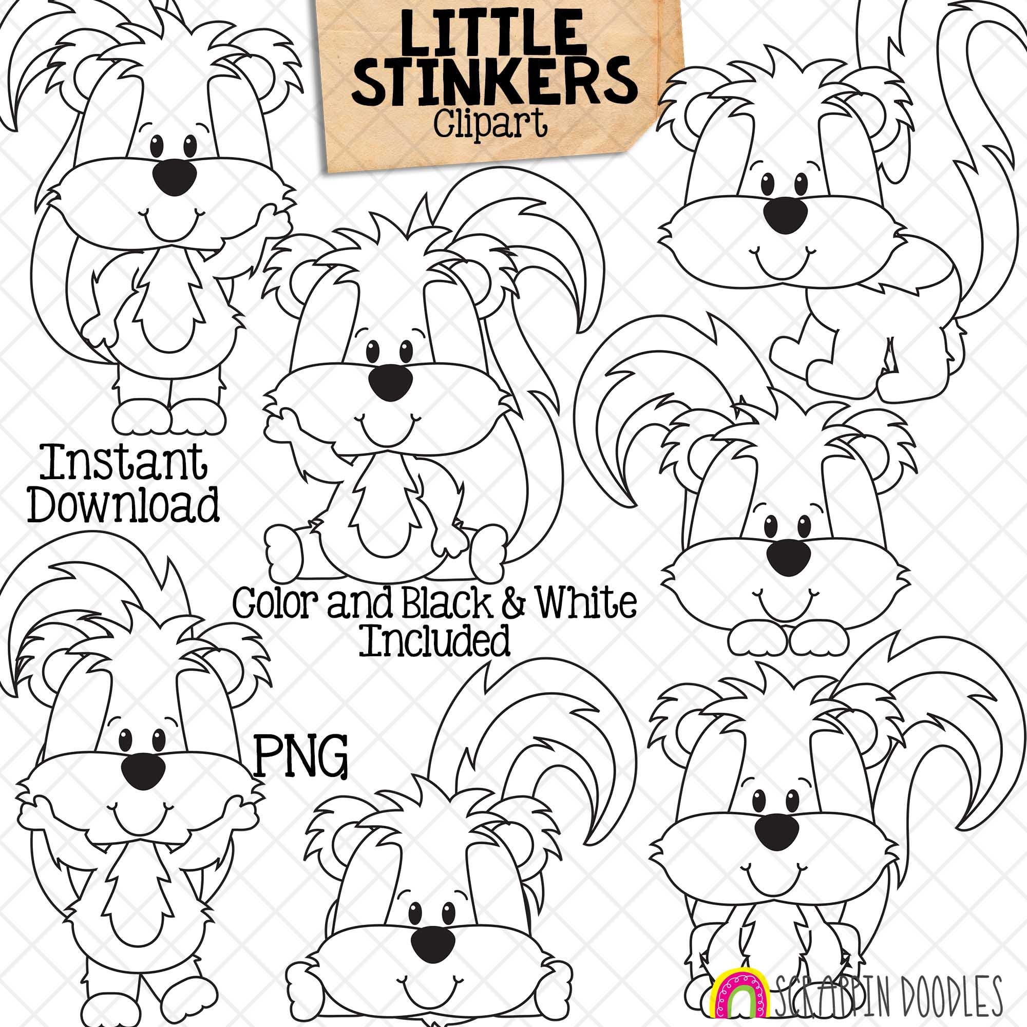 Skunk Clipart - Little Stinkers Clip Art - Cute Cartoon Skunks ...