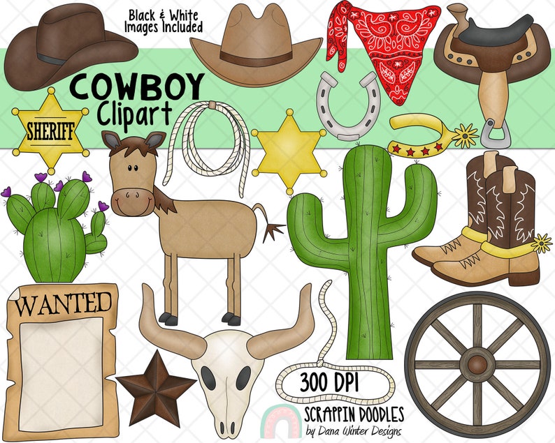 Cowboy Clipart - Western Clipart - Wild West Clipart - Desert Clipart ...