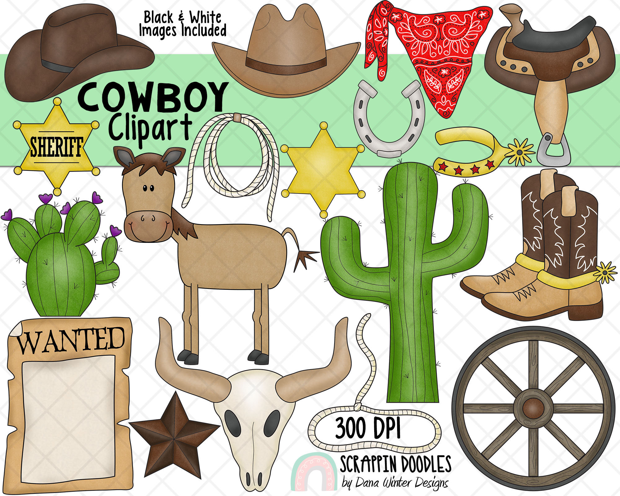 Cowboy Clipart Western Clipart Wild West Clipart Desert Clipart ...