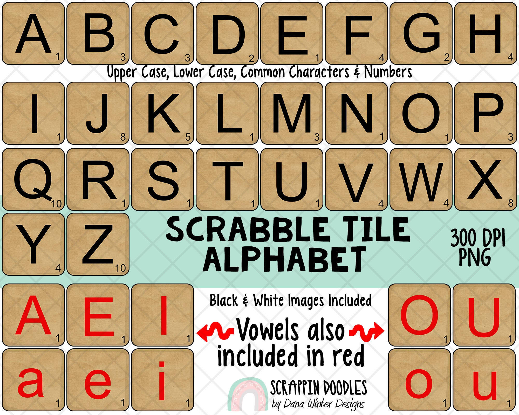 Scrabble Tile Clipart Wooden Tile Alphabet Clipart PNG Printable ...