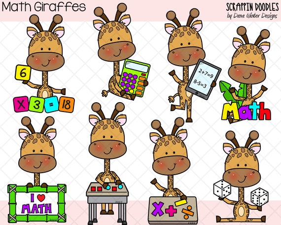 Math Giraffes Clip Art Cute Commercial Use Giraffe Clipart | Etsy