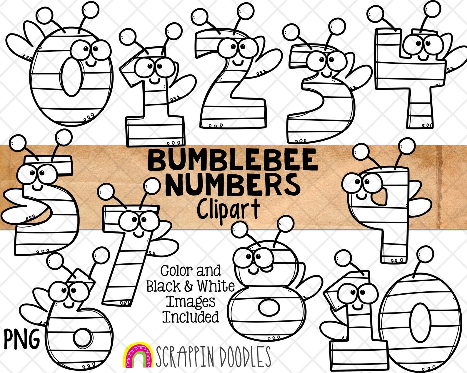 Bumblebee Clipart Bumble Bee Numbers Garden Insects Bee Number 0 to 10 ...