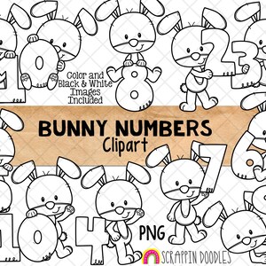 Bunny Rabbit Number Clip Art - Commercial Use Easter Rabbits Holding ...