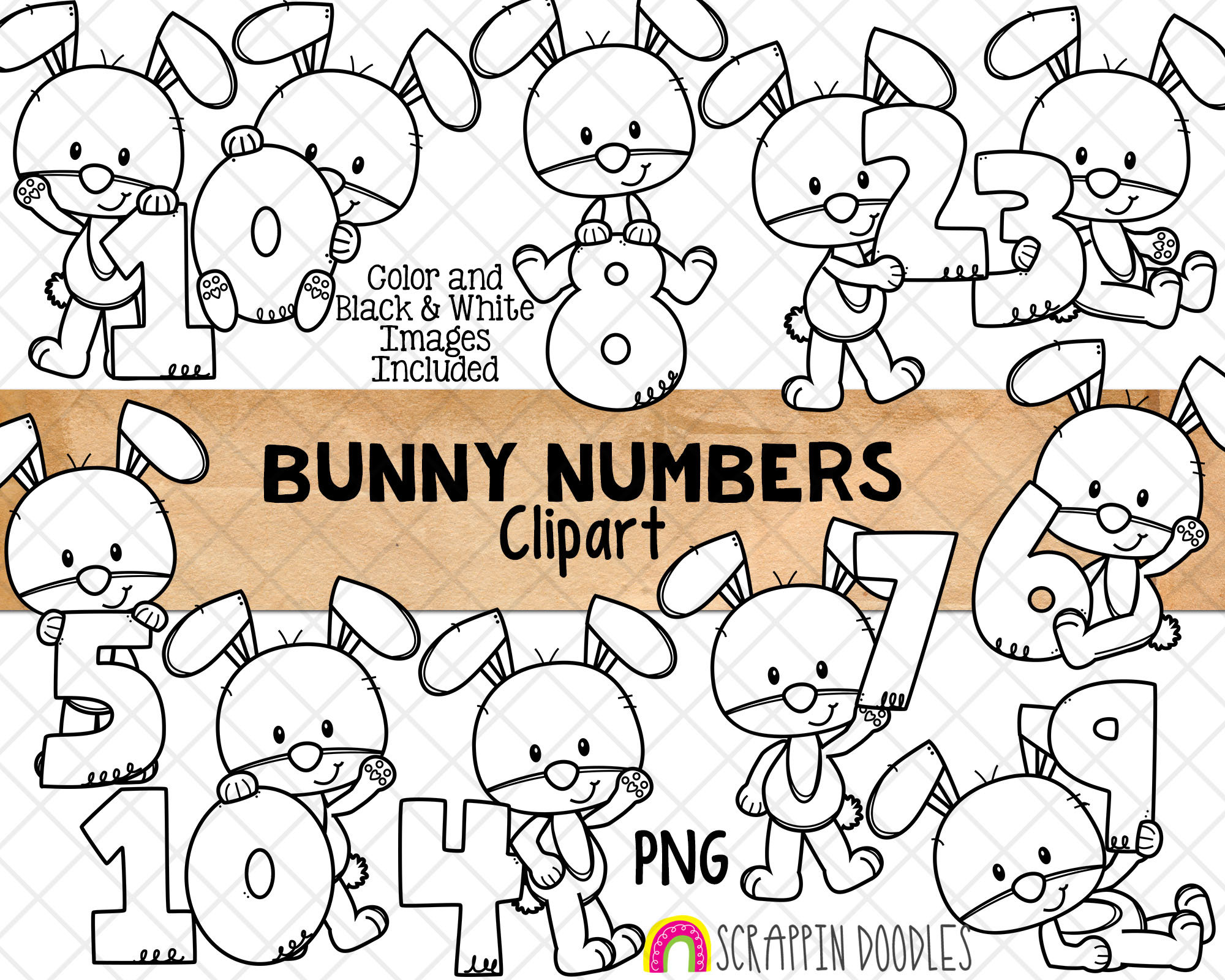 Bunny Rabbit Number Clip Art Commercial Use Easter Rabbits Holding Pink ...
