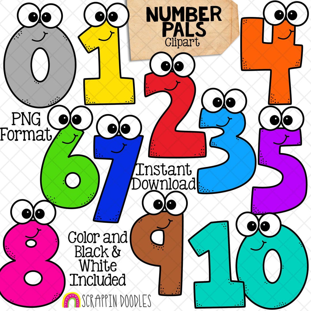 Number Clip Art - Colored Numbers Clip Art - Block Numbers With Eyes ...
