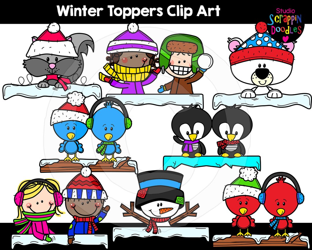 Winter Toppers Clip Art - Cute Commercial Use Winter Clip Art, Seasonal ...