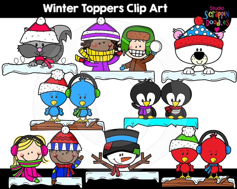 Winter Toppers Clip Art Cute Commercial Use Winter Clip Art, Seasonal ...