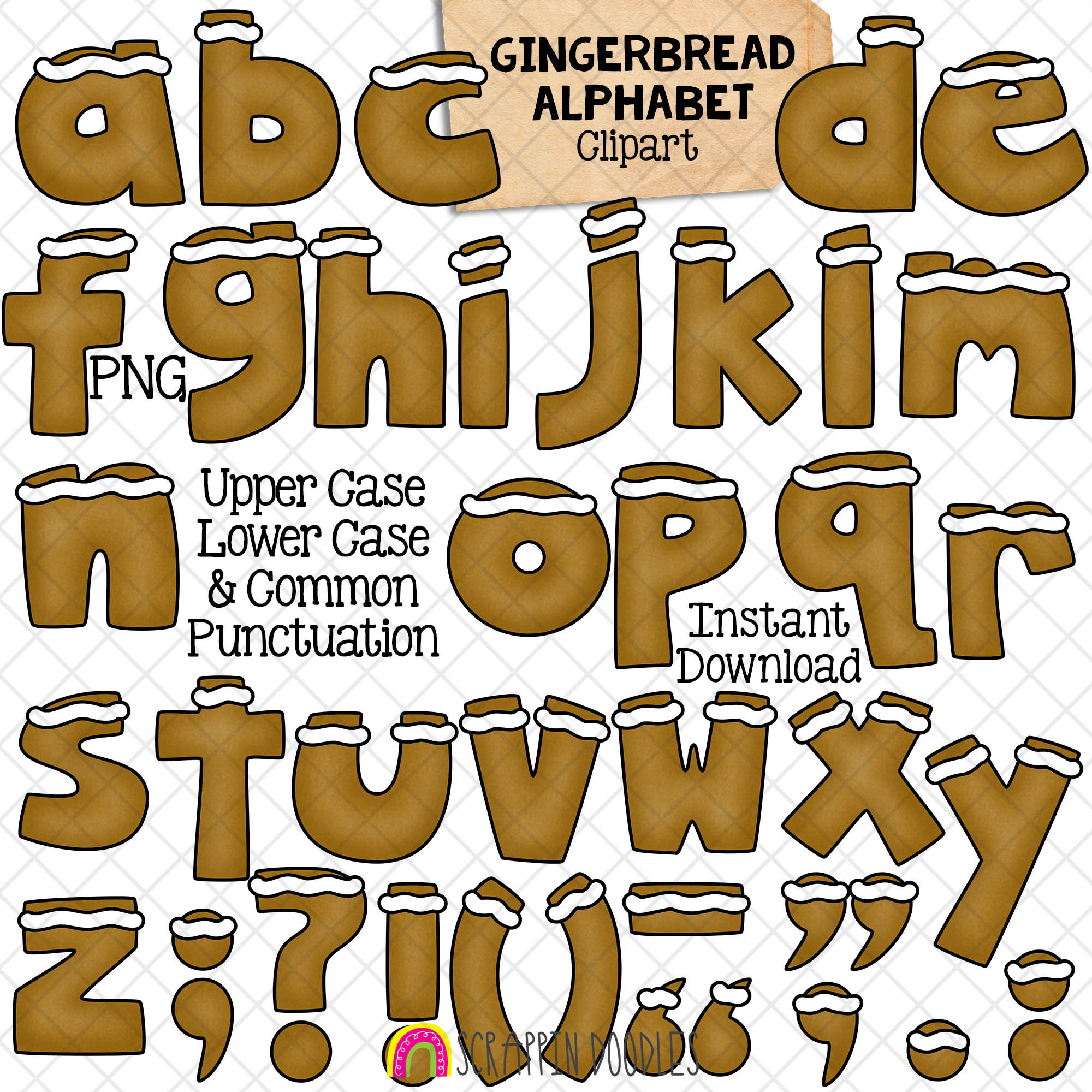Gingerbread Alphabet Clipart - Ginger Bread Cookie Letters Clip Art ...