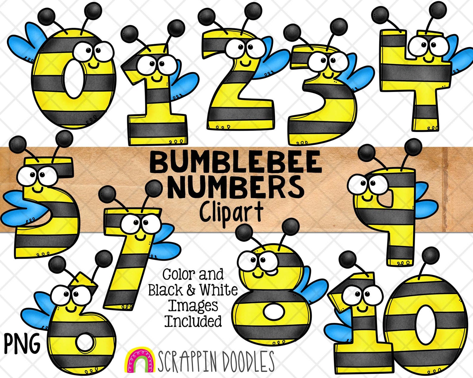 Bumblebee Clipart Bumble Bee Numbers Garden Insects Bee Number 0 to 10 ...