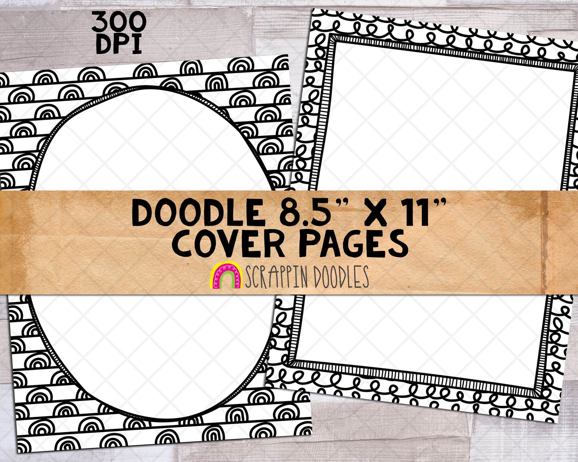 Doodle Cover Pages Hand Doodled 8 1/2 X 11 Ready to Print Black & White ...