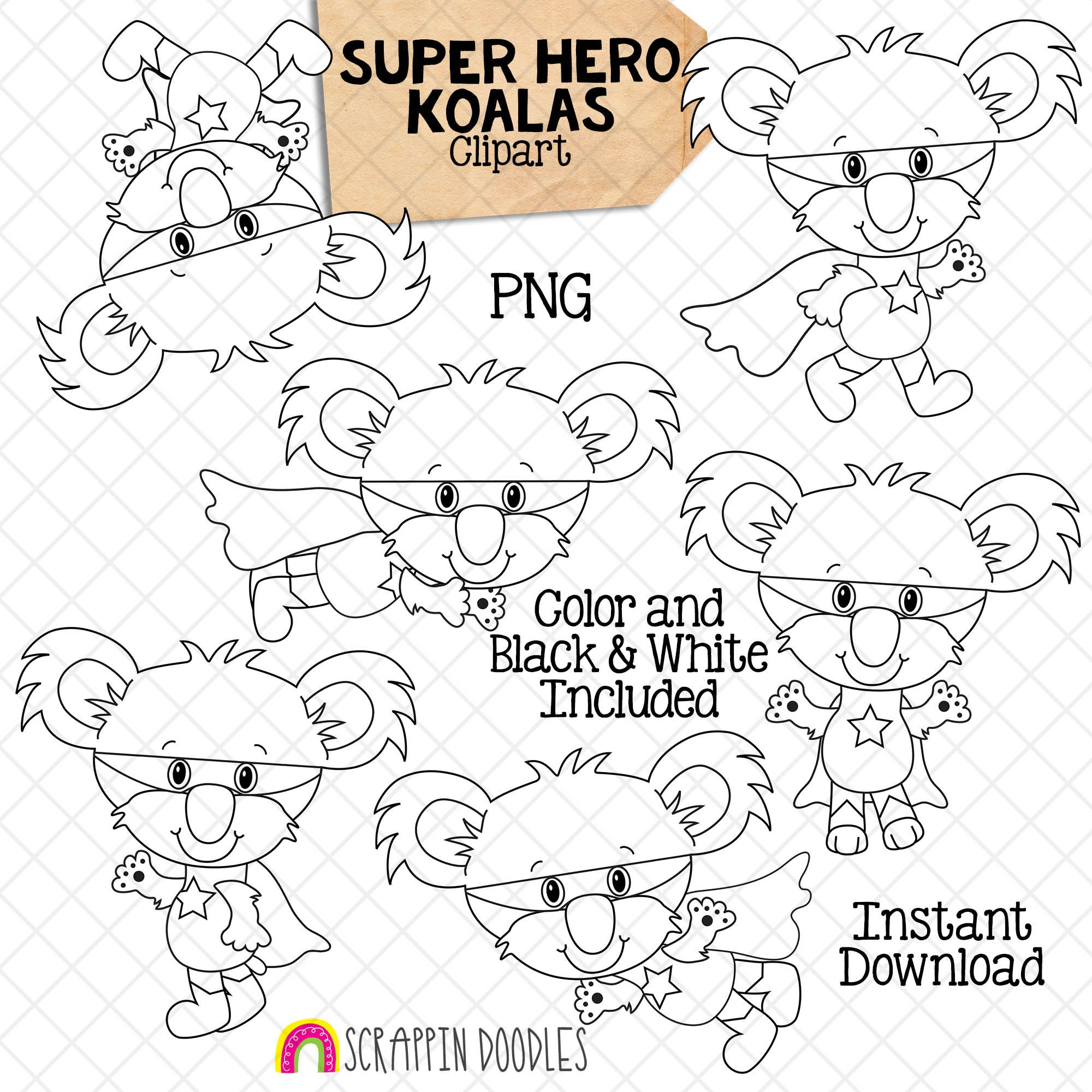 Koala Clipart - Super Hero Koala Bears Graphics - Commercial Use PNG - Etsy