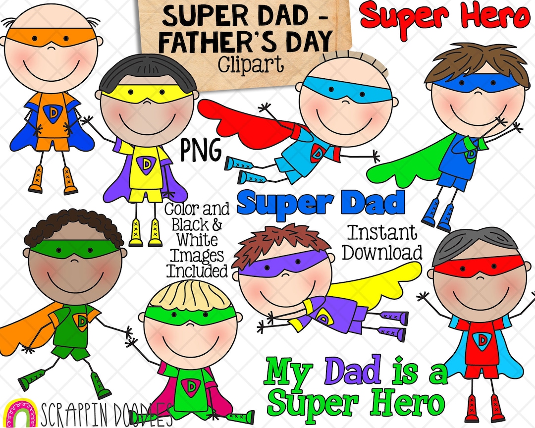 Father's Day Clip Art - Super Dad Clipart - Dad - Papa - Fathers Day ...