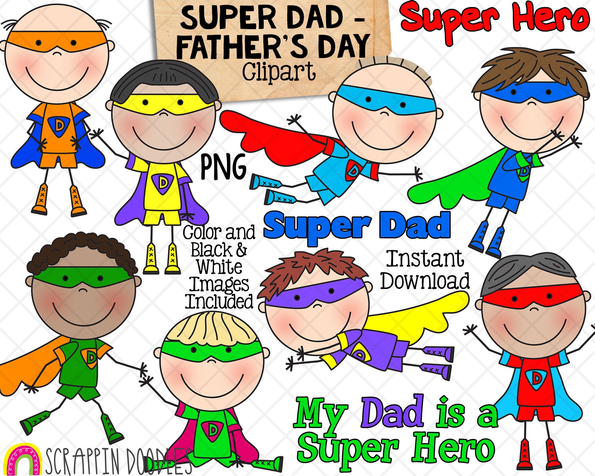 Father's Day Clip Art Super Dad Clipart Dad Papa Fathers Day Gifts ...