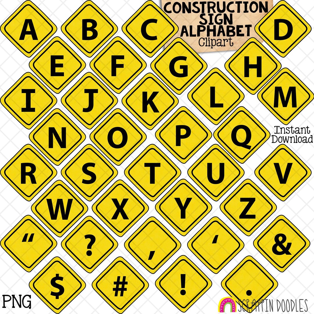 Construction Sign Alphabet Clipart - Numbers - PNG Graphics ...