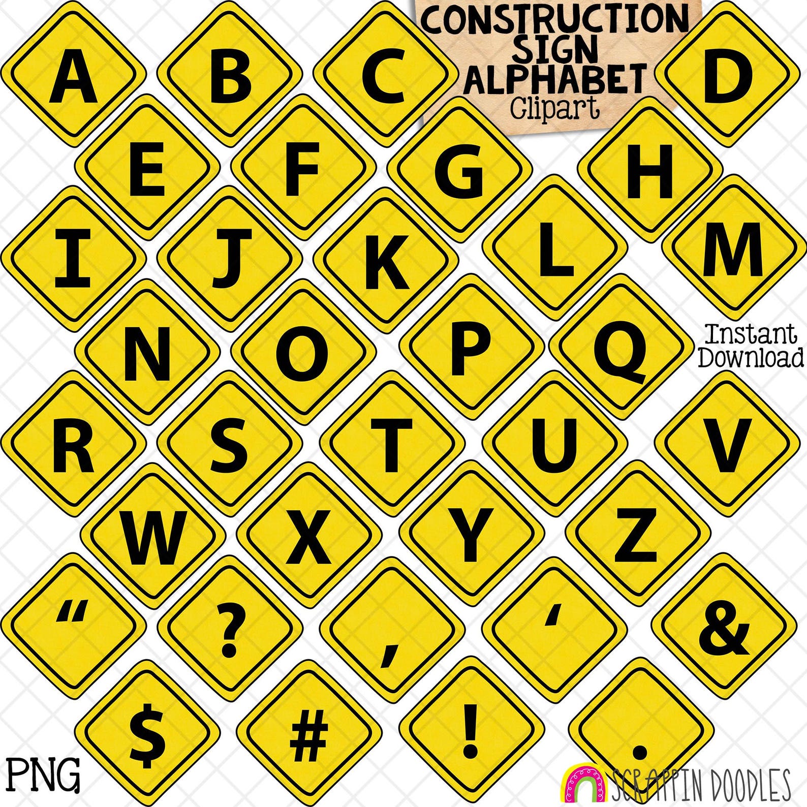 Construction Sign Alphabet Clipart - Numbers - PNG Graphics ...