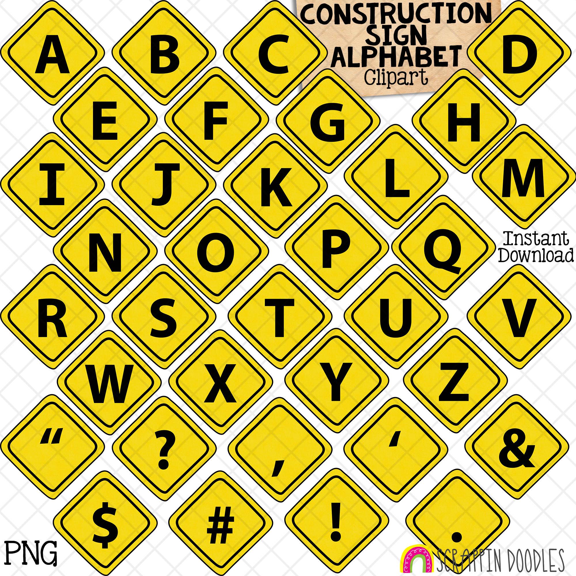 Construction Sign Alphabet Clipart - Numbers - PNG Graphics ...