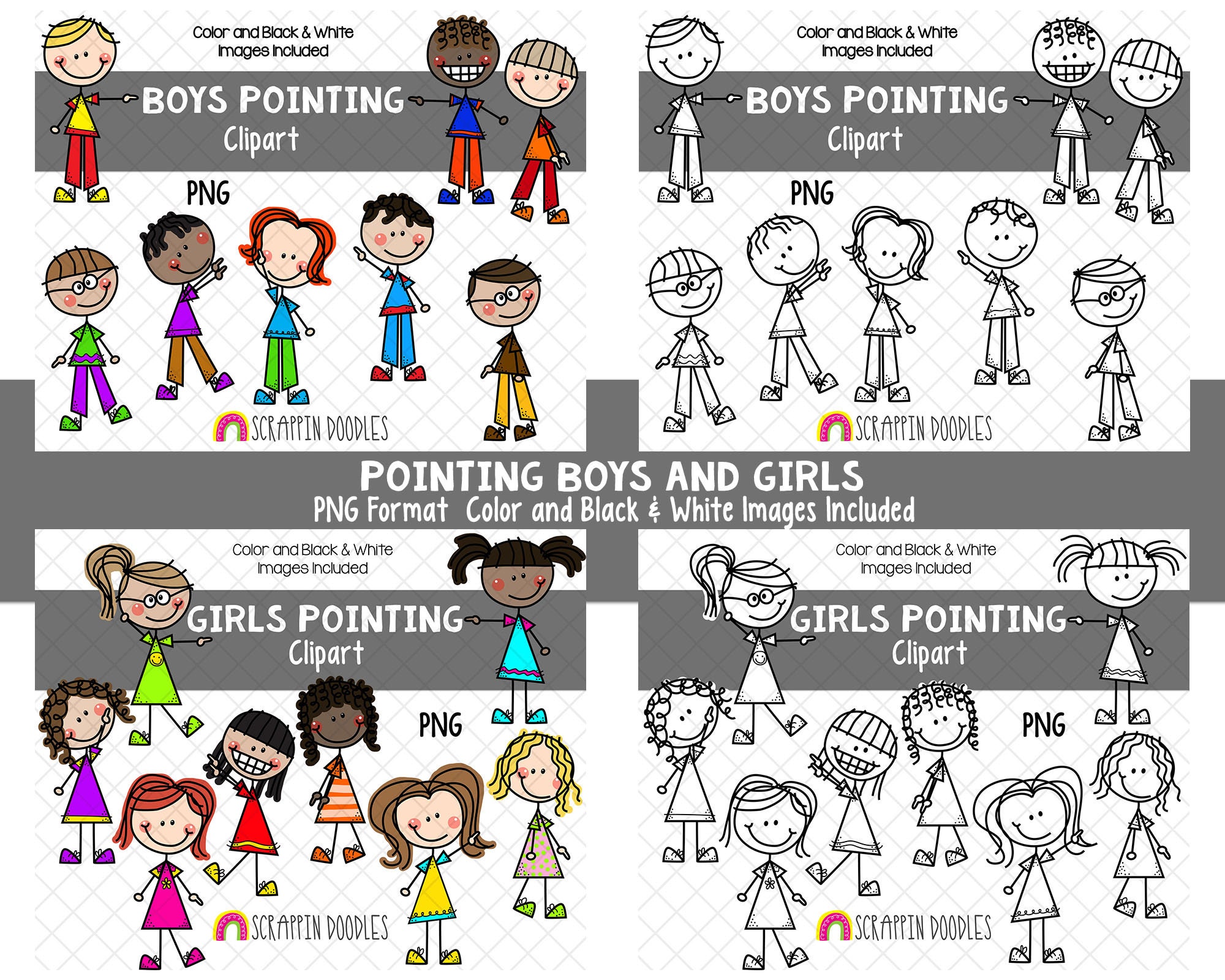 Doodle Kids Clipart Bundle Doodle Boys and Girls Bundle 1 - Etsy UK