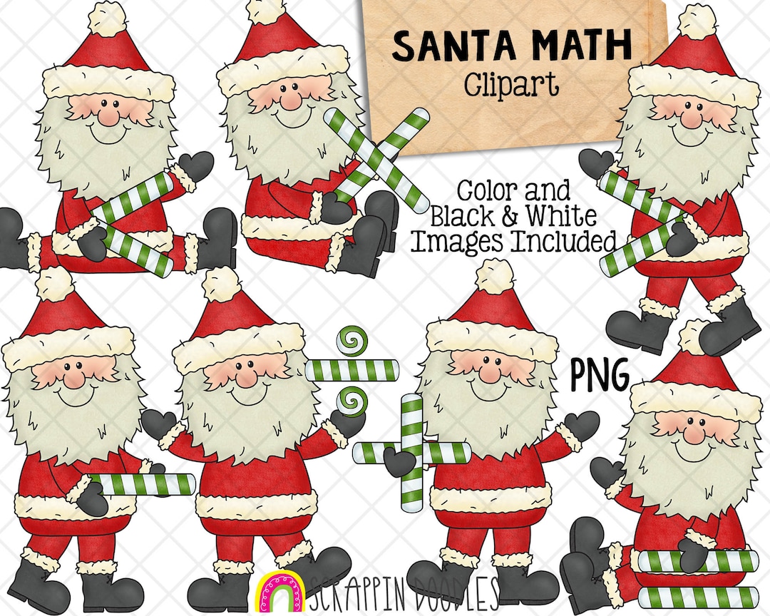 Santa Claus Math Signs Clipart - Christmas Candy Cane Math Signs ...