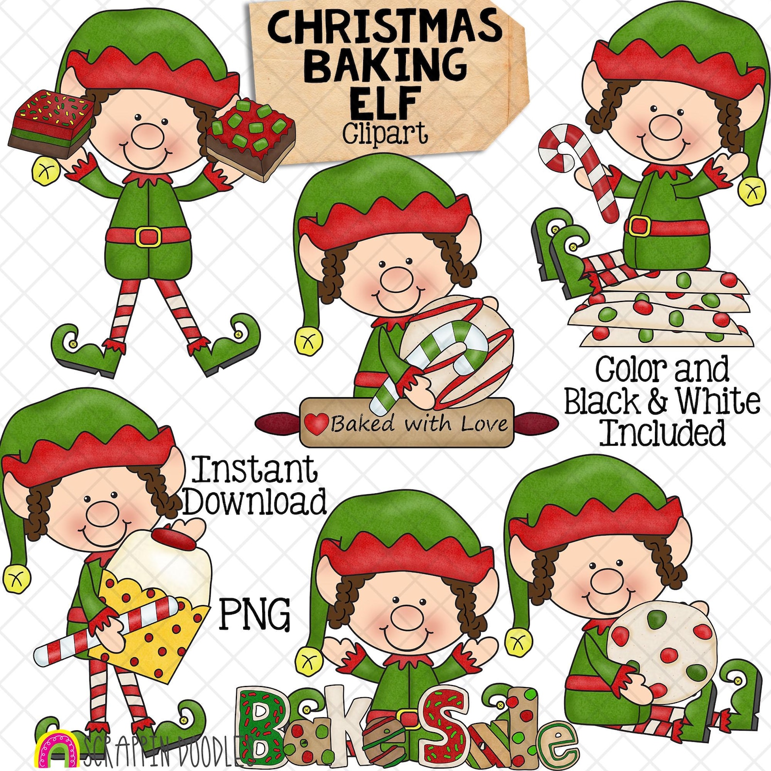 Christmas Baking Elf Clip Art - Christmas Elves Posing - Standing ...