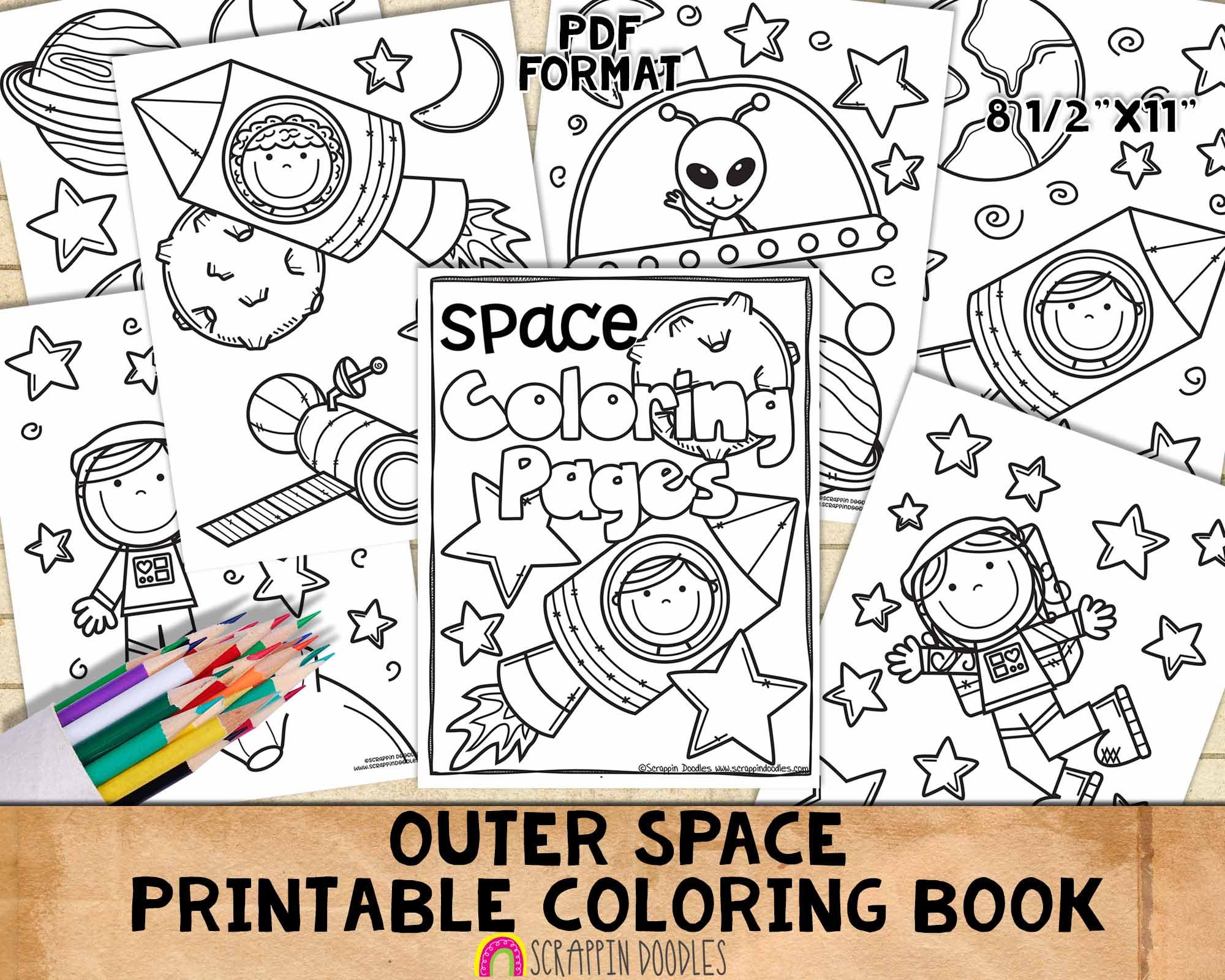 Outer Space Coloring Book Astronaut Coloring Pages Printable PDF ...