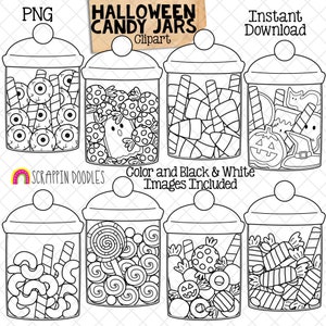 Halloween Candy Jars Clipart - Glass Jars Full of Candy Corn - Jelly ...