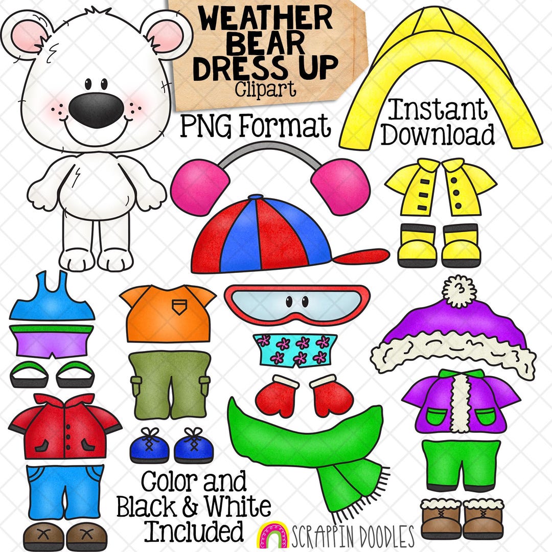 Weather Clipart - Weather Bear Dress up - Pauly Polar Bear - Seasonal ...