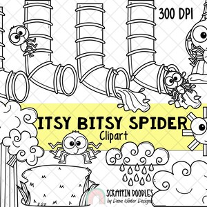 Itsy Bitsy Spider Clipart - Nursery Rhyme Clipart - Kids Story Clipart ...
