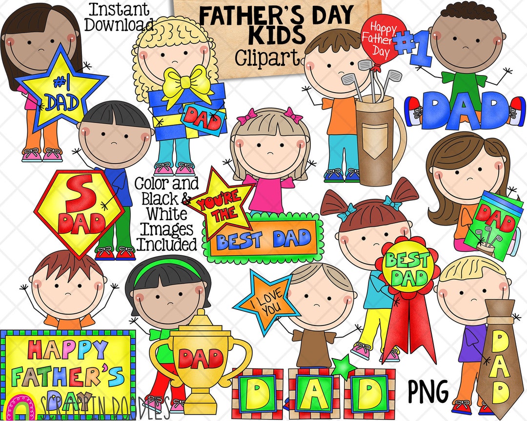 Father's Day Clip Art - Kids Gifts to Dad Clipart - Papa - Fathers Day ...