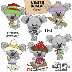 Koala Clipart - Winter Seasonal Koala Bears Graphics - Commercial Use ...