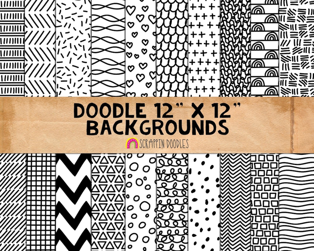 Doodle Backgrounds - Hand Doodled Patterns - Black & White Background ...