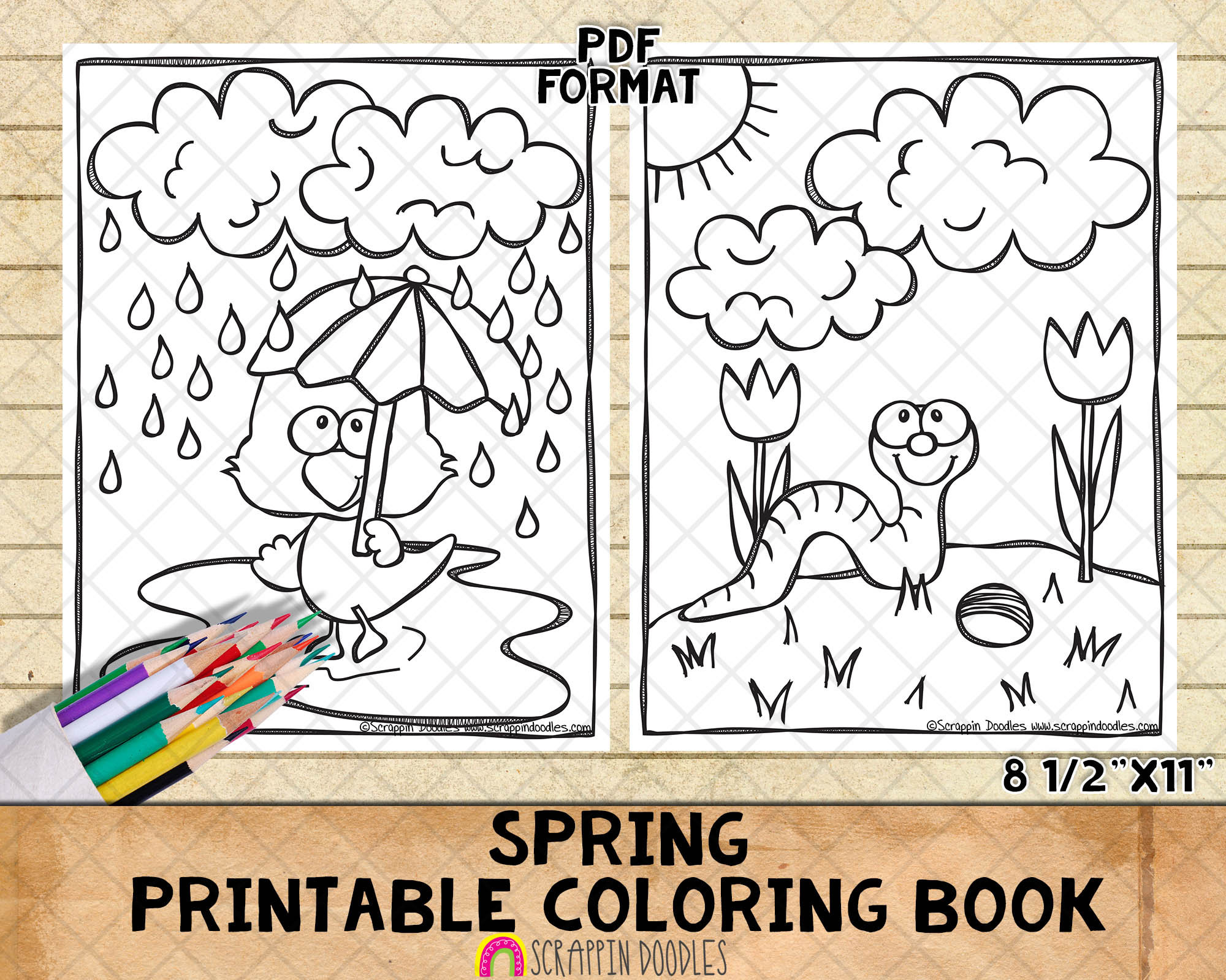 Spring Coloring Book Kids Printable PDF Coloring Pages Print on Home ...