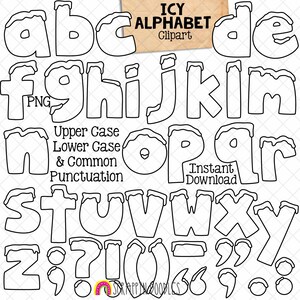 Icy Alphabet Clipart - Snowy Ice Letters Clip Art - Numbers - PNG ...