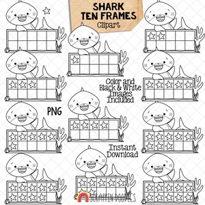 Shark Ten Frames Clip Art - Grey Shark Clipart - Counting Sharks ...